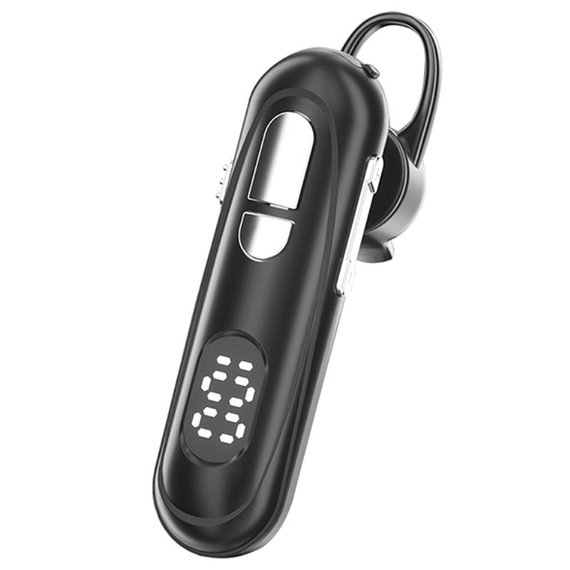 Bluetooth Headset med Mikrofon og LCD-skærm - Sort
