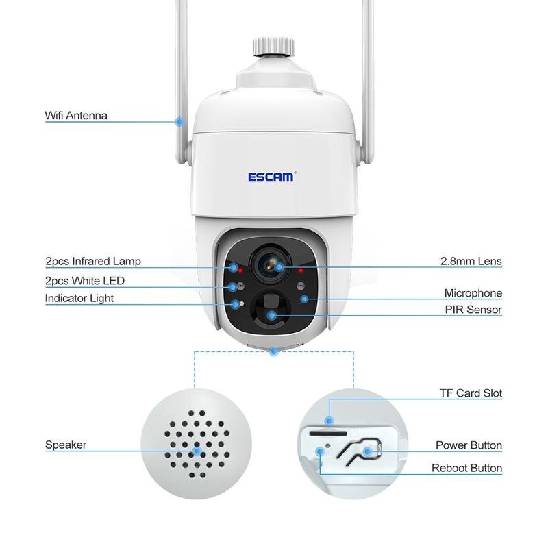 ESCAM G24 H.265 3MP Full HD AI-identifikationskamera med solpanel PIR ...