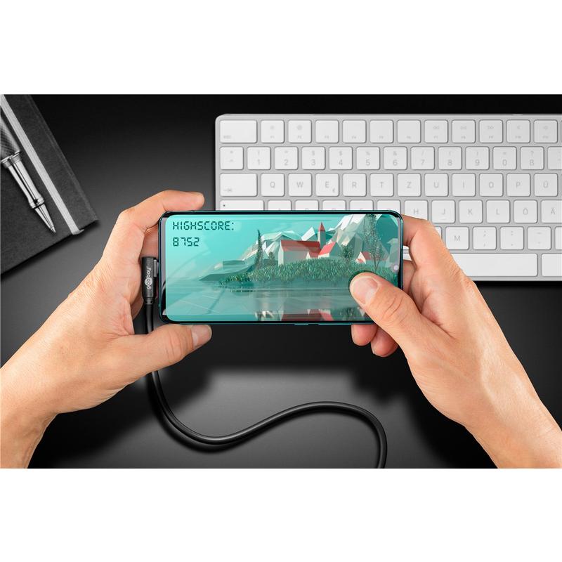 Goobay USB-C-kabel med vinkel 3m - USB-C/USB-A - Sort