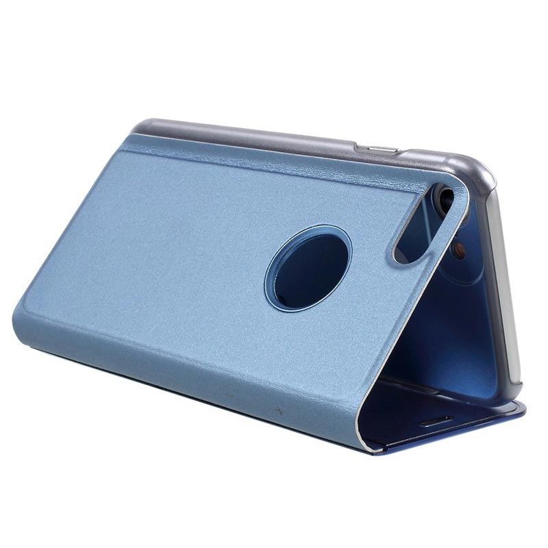 Luksus Mirror View iPhone 7 / iPhone 8 Flip Cover - Blå