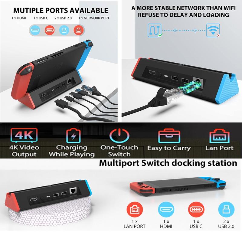 Multi-Port Charging Dock til Nintendo Switch / Switch OLED (LAN Model ...