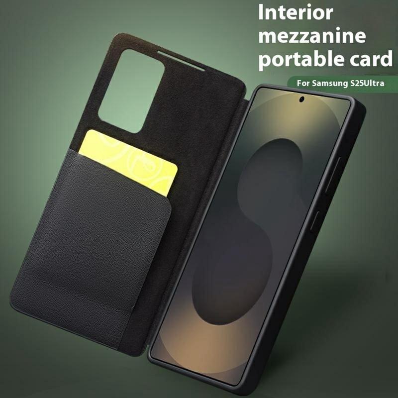 Samsung Galaxy S25 Ultra Qialino Smart View Flip Lædercover - Grøn