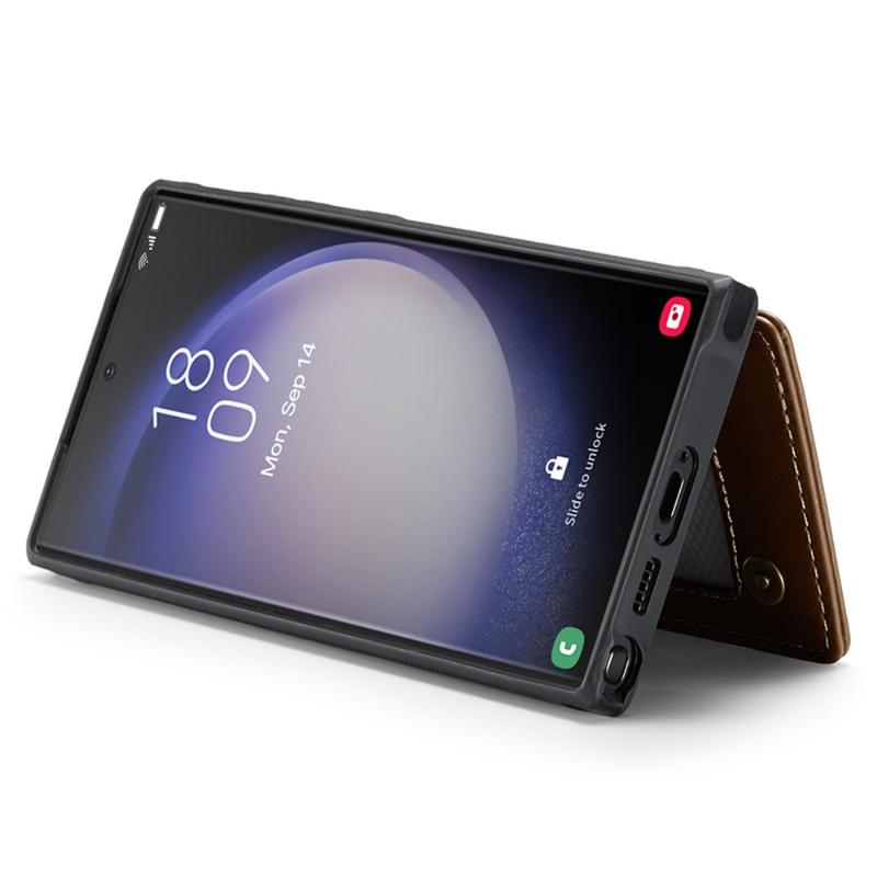 Samsung Galaxy S22 Ultra 5G Caseme C22-etui RFID-kortpung - Brun