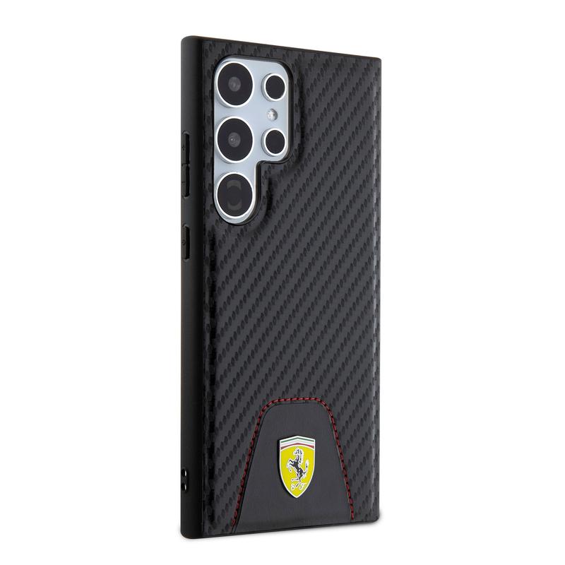 Samsung Galaxy S24 Ultra Ferrari Carbon Syet Bund Cover - Sort