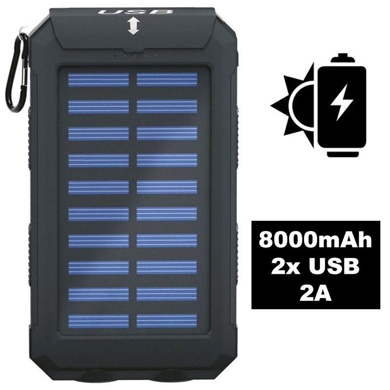 Goobay Outdoor Power Bank 8.0 / Solcelle Oplader - 8000mAh - Sort