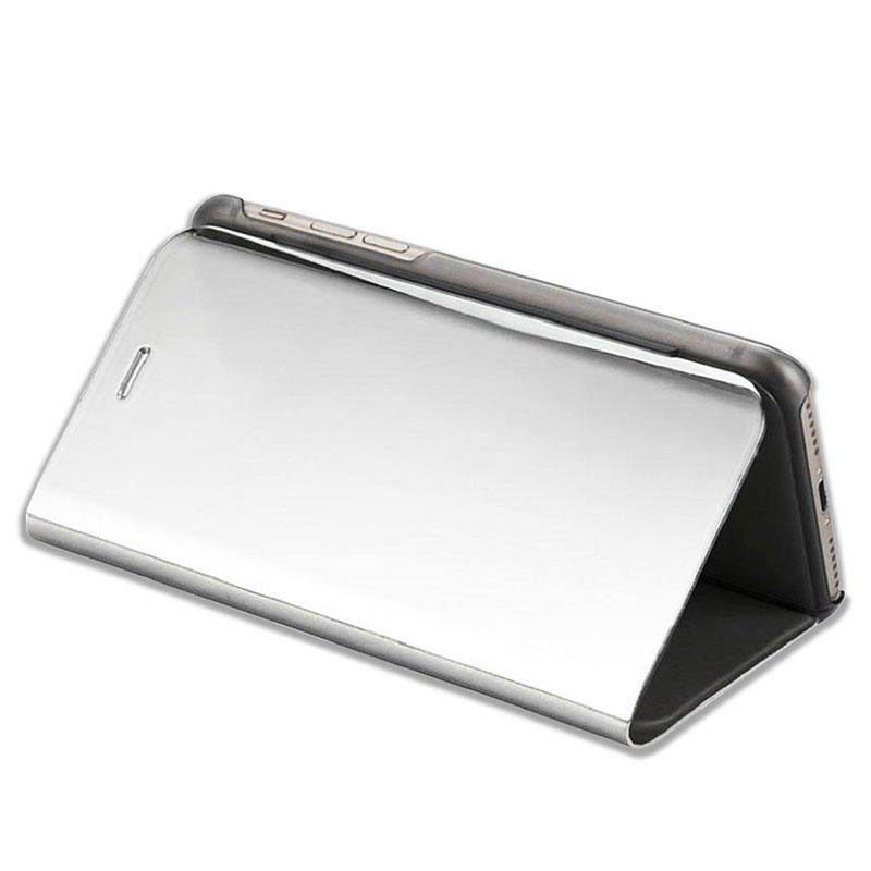 Luksus Series Mirror View iPhone 7 Plus / 8 Plus Flip Cover - Sølv